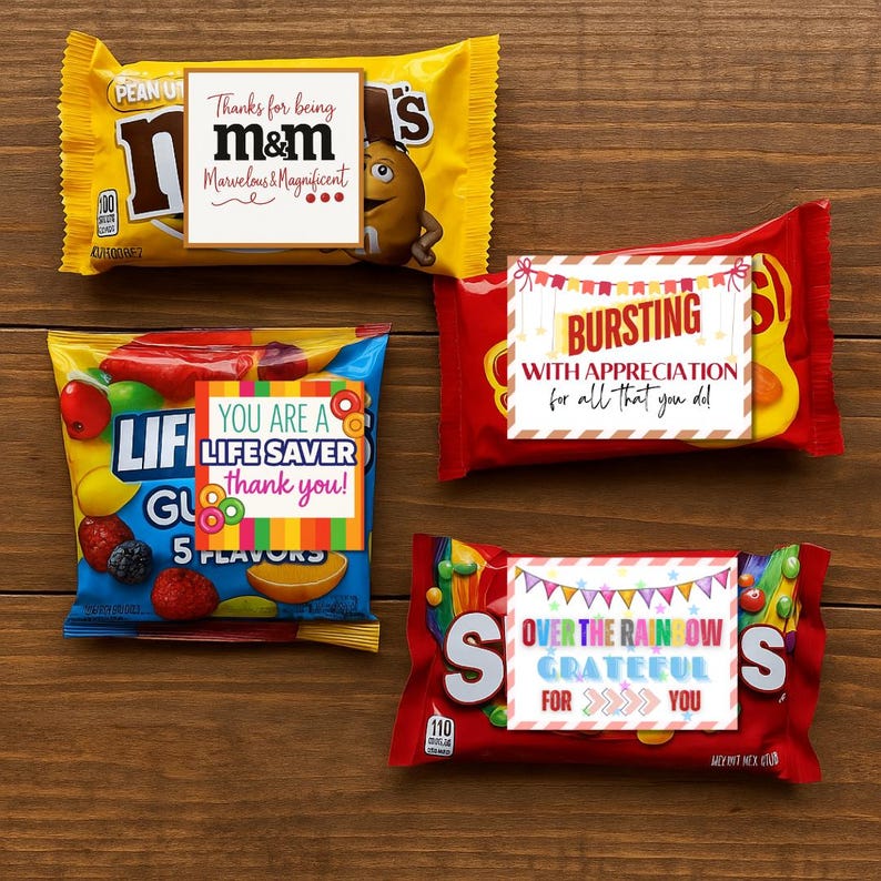 Staff Appreciation Gift Tags: Candy Treat Thank You (PDF Download) - Etsy