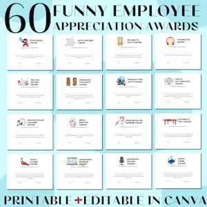 Funny Employee Appreciation Awards: 60 Printable Certificates (editable ...