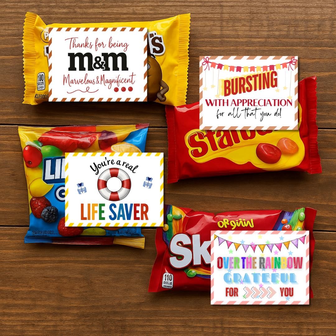 Candy Grams Printable Tags: Teacher & Student Appreciation (PDF) - Etsy