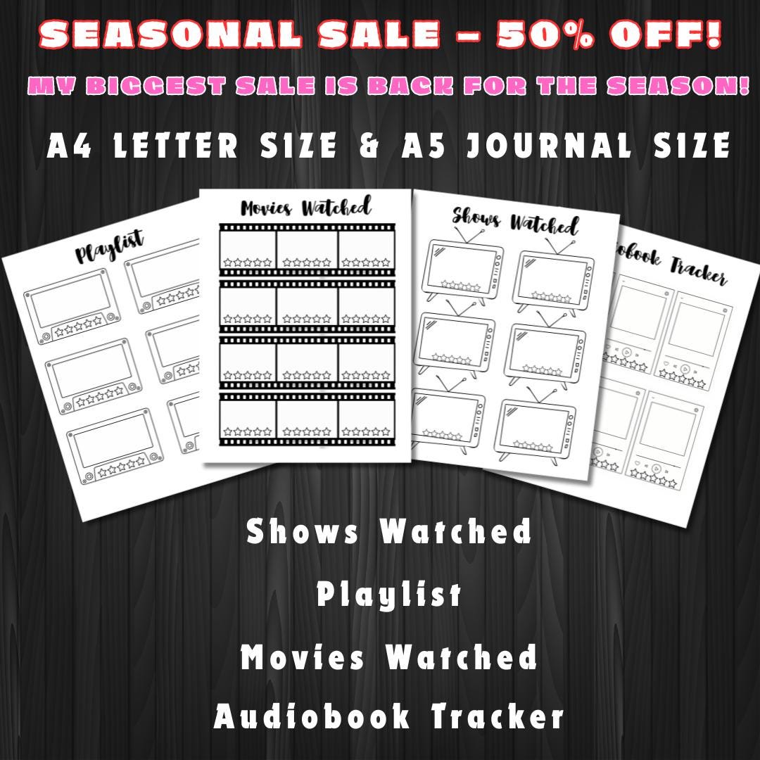 Media Tracker Bundle - PRINTABLE Journal Pages - Track Movies, Shows ...