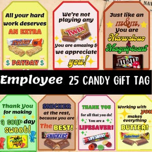 Employee Appreciation Candy Bar Gift Tags (digital Download) - Etsy