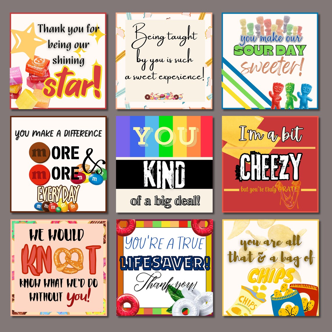 Snack & Candy Appreciation Tags: Teacher, Employee, Nurse (printable ...