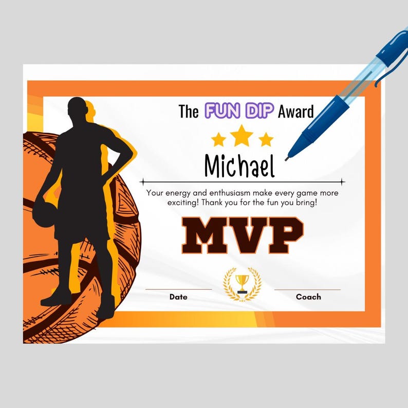 Basketball Candy Bar Awards: Team Recognition Certificates (digital ...