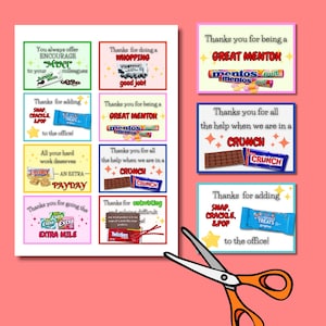 Employee Appreciation Candy Bar Gift Tags: Thank You Awards (digital ...