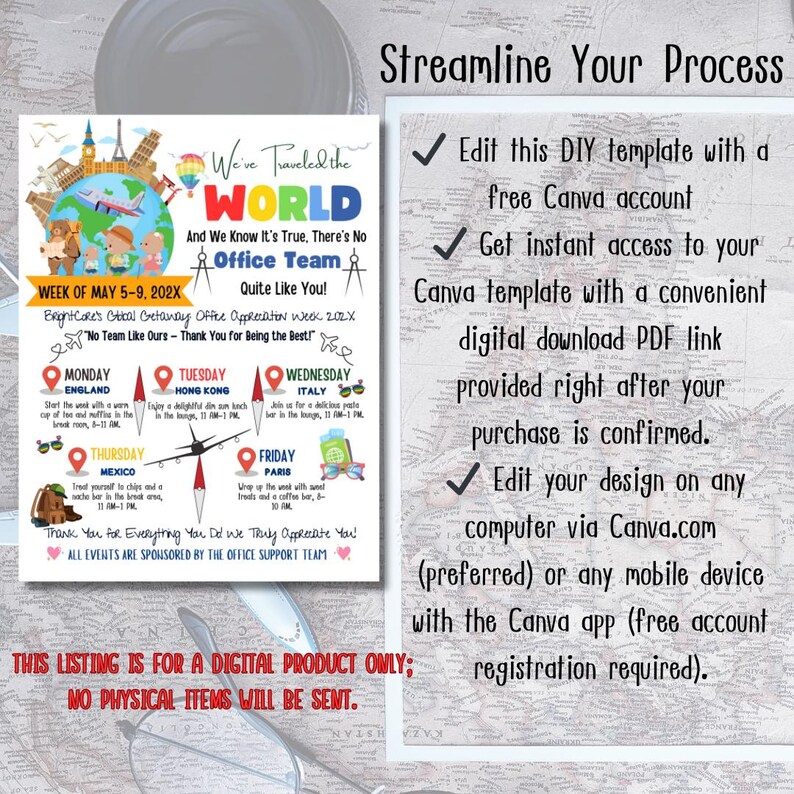 Office Appreciation Week: Around the World Flyer & Door Hanger (canva ...