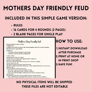 Mothers Day Friendly Feud, Mothers Day Family Feud, Mothers Day Trivia ...