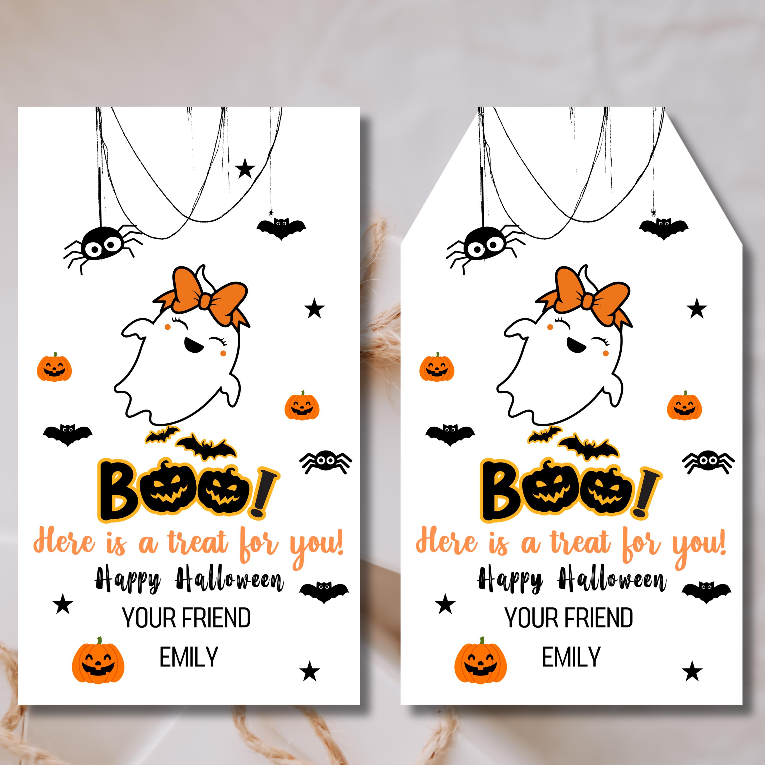 Editable Halloween Favor Tags Boo Gift Tag Costume Party Trick or Treat ...
