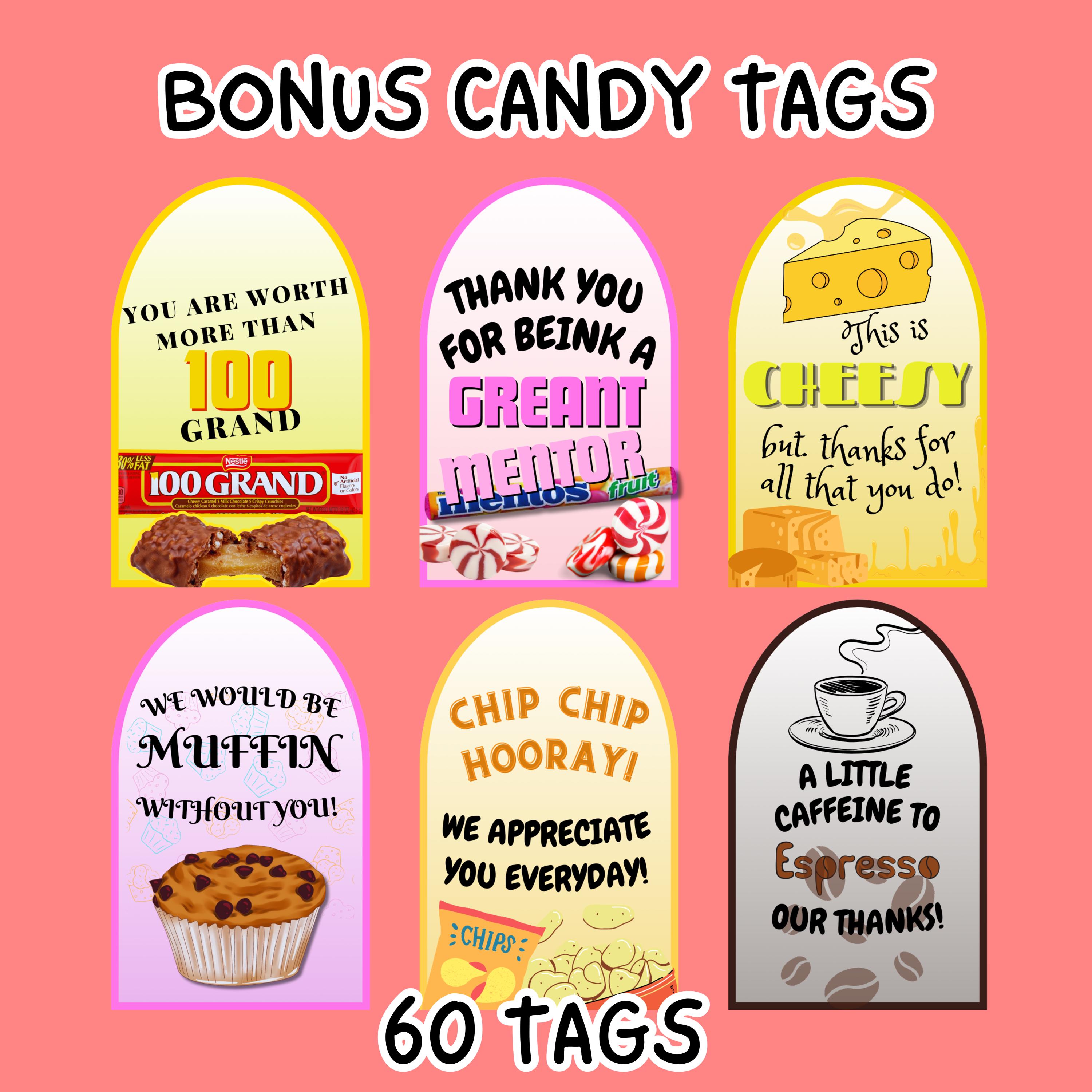 Employee Appreciation Candy Bar Gift Tags: Thank You Awards (digital ...