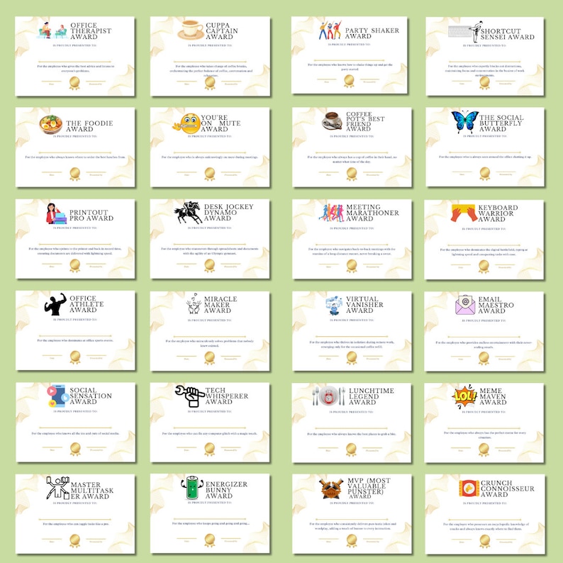 Funny Employee Appreciation Award Certificates: 75 Work Team Awards ...