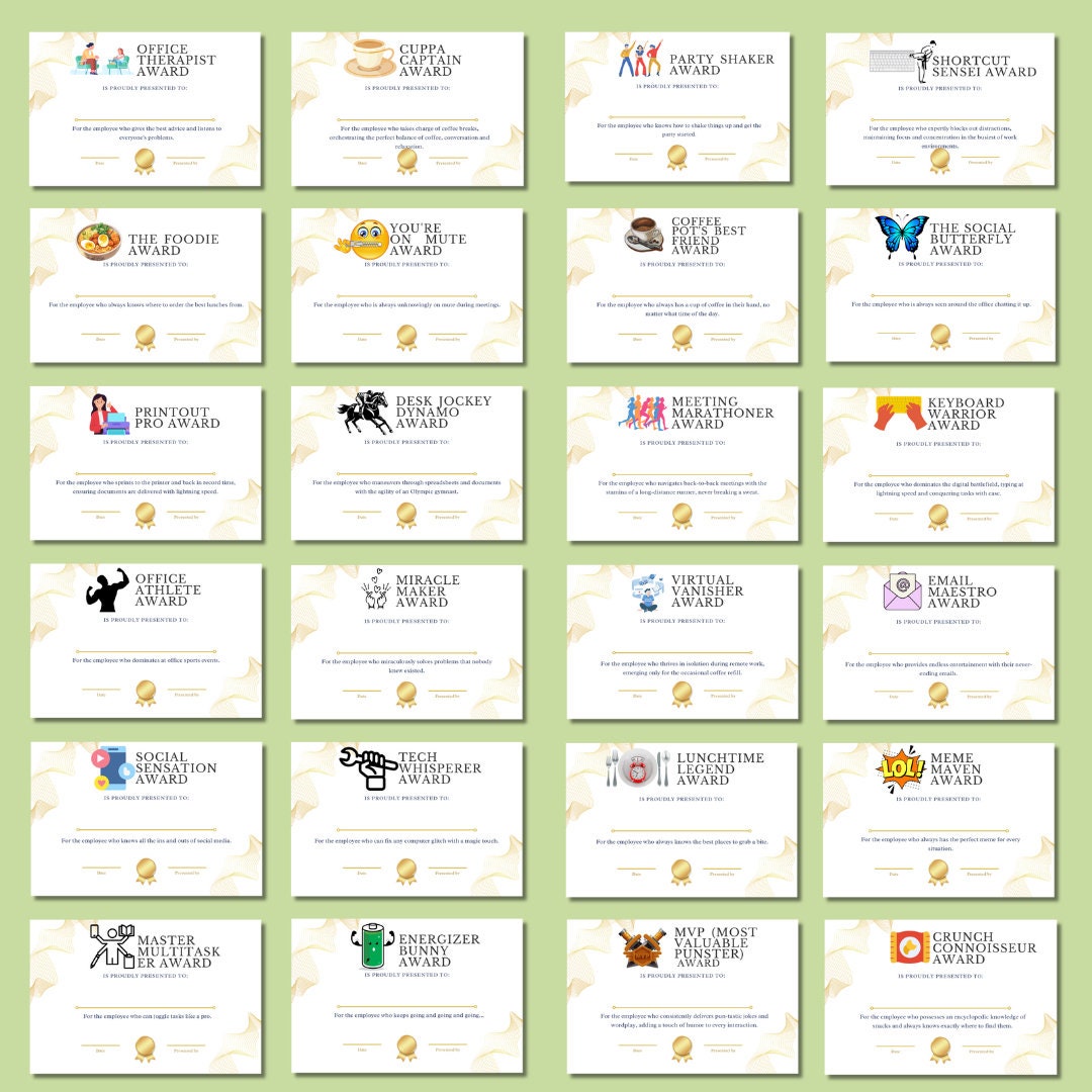 Funny Employee Appreciation Award Certificates: 75 Work Team Awards ...