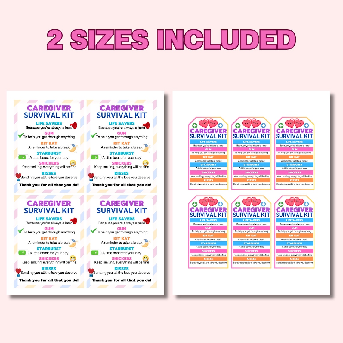Caregiver Survival Kit Tag: Printable Appreciation Gift (digital ...