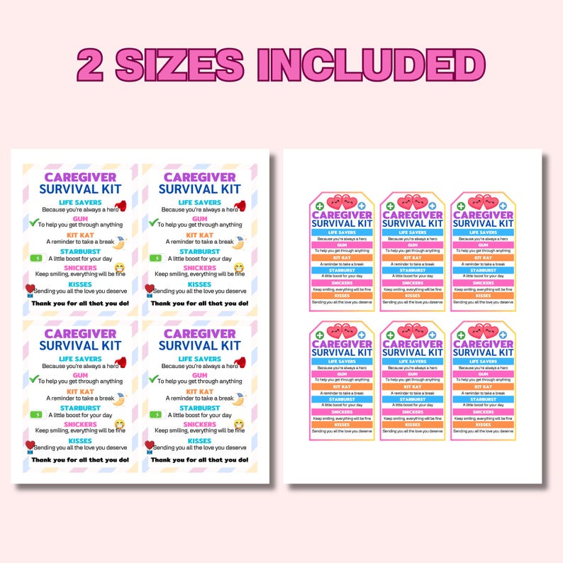 Caregiver Survival Kit Tag: Printable Appreciation Gift (digital ...