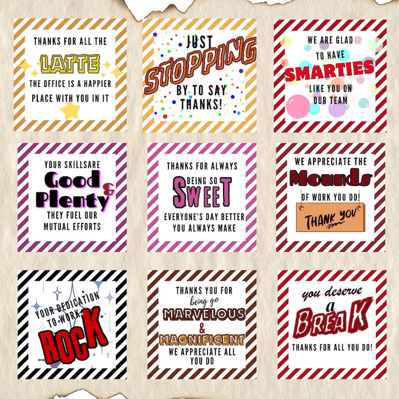 30 Employee Candy Bar Gift Tags. Employee Appreciation Tag. Staff ...