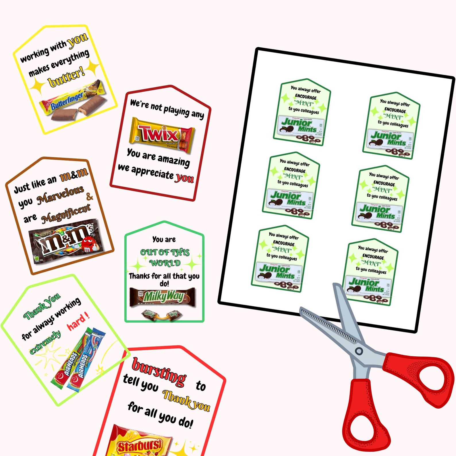 Employee Appreciation Candy Bar Gift Tags: Thank You Notes (PDF) - Etsy