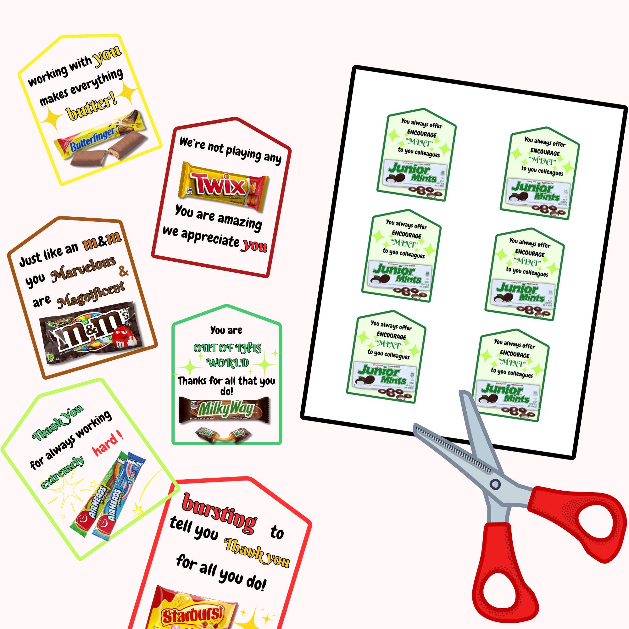 Employee Appreciation Candy Bar Gift Tags: Thank You Notes (PDF) - Etsy