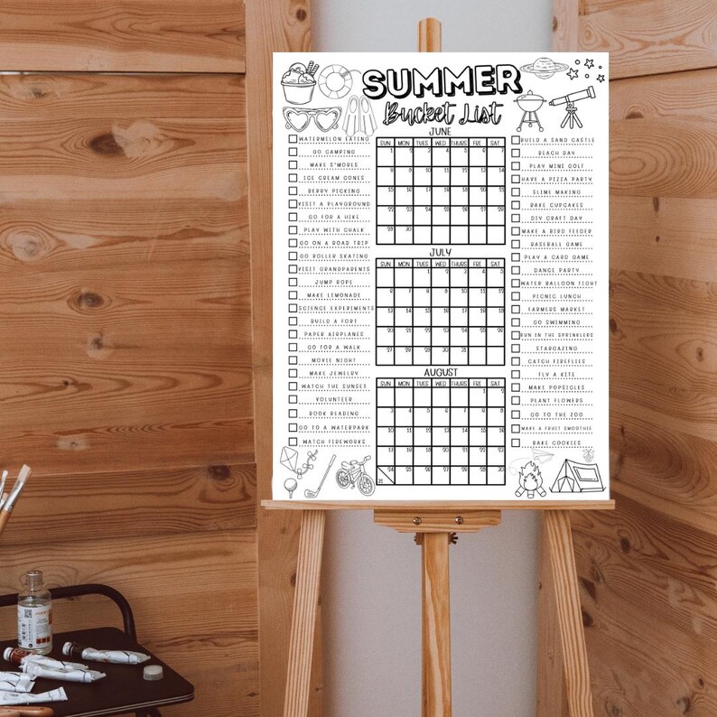 Editable Summer Bucket List Calendar 2025 (printable Template) - Etsy