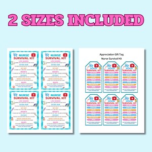Nurse Survival Kit Gift Tag, Nurse Appreciation Gift Tag, Thank You ...