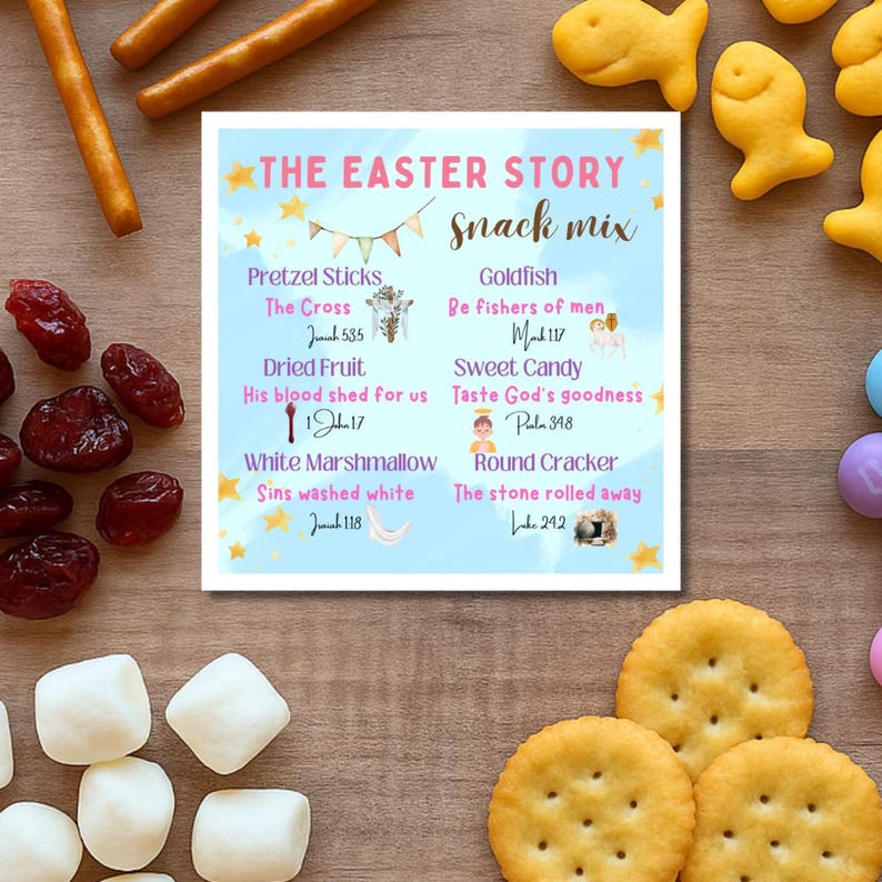Easter Story Snack Mix Printables: Sunday School Resurrection Activity ...