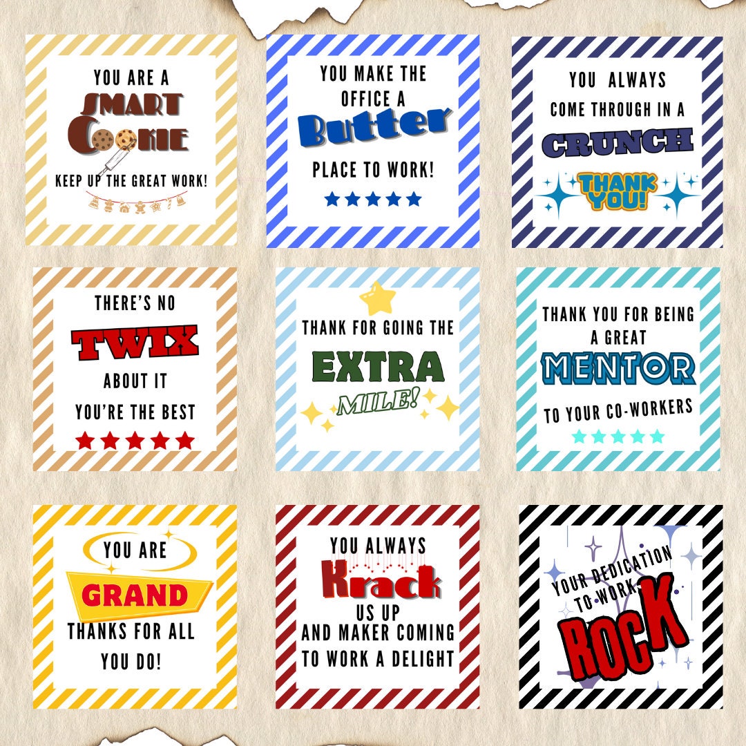 30 Employee Candy Bar Gift Tags. Employee Appreciation Tag. Staff ...