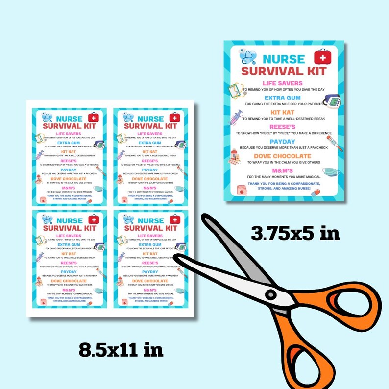 Nurse Survival Kit Gift Tag: Appreciation Thank You (digital Download ...