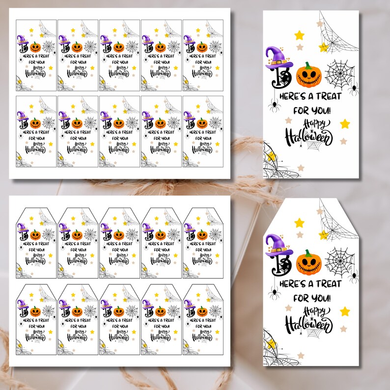 Editable Halloween Favor Tags Boo Gift Tag Costume Party Trick or Treat ...