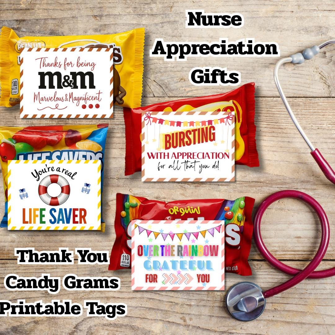 Nurse Appreciation Candy Grams: Printable Thank You Tags (PDF) - Etsy