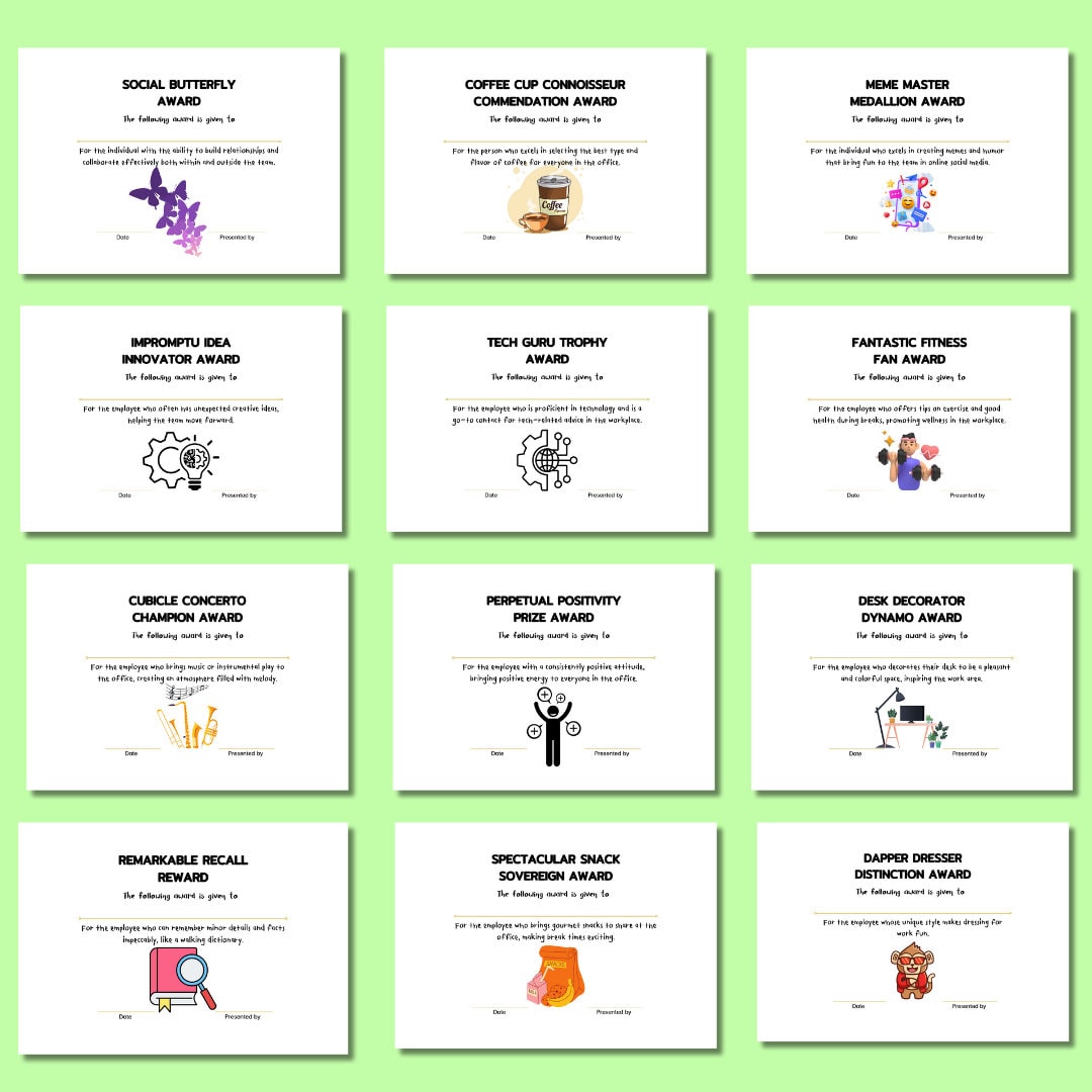 Funny Employee Appreciation Awards: 50 Printable Certificates (editable ...