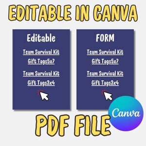 Team Survival Kit Gift Tags: Employee/volunteer Printable (PDF) - Etsy