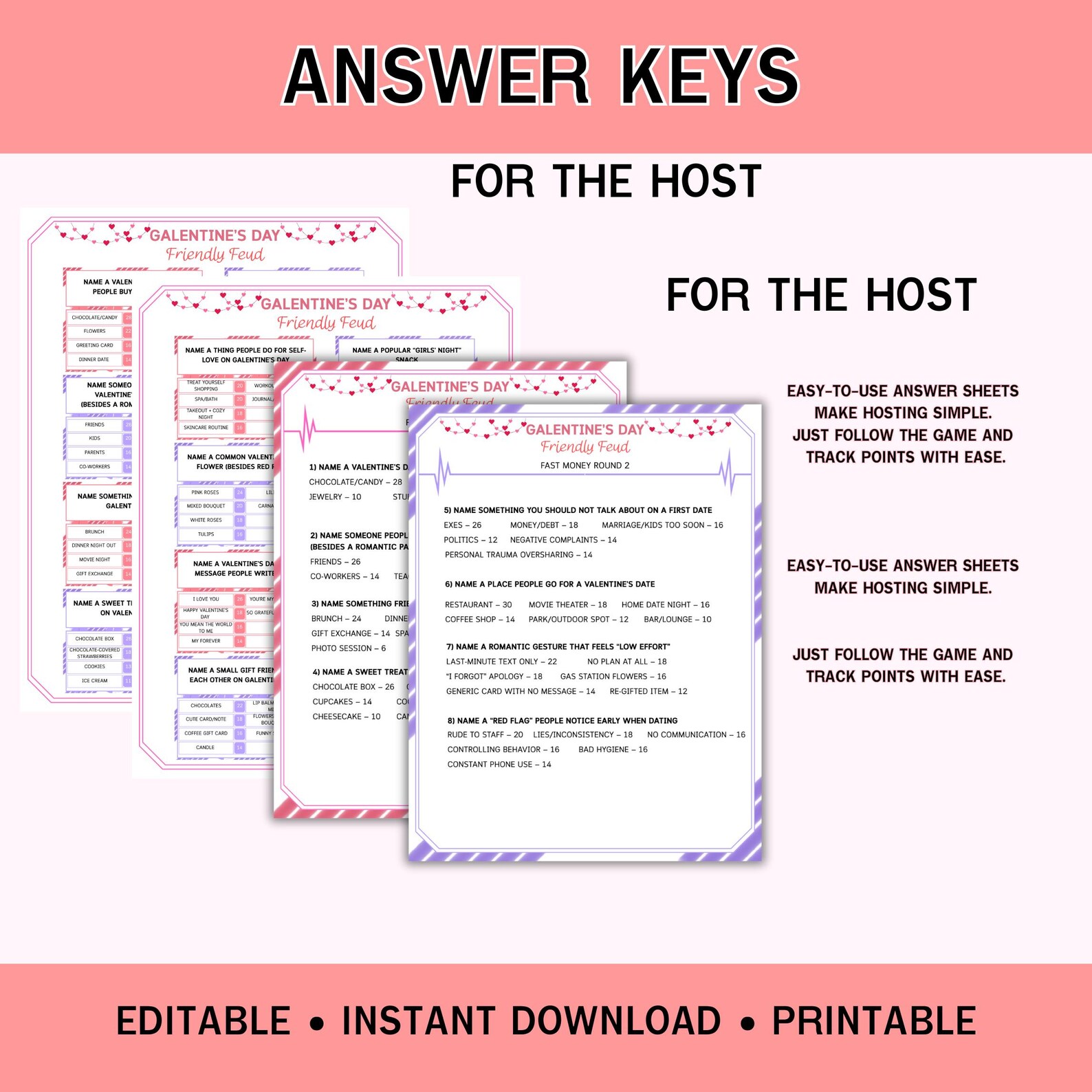 Valentine's Day Friendly Feud Game, Galentine's Party, Canva Editable ...