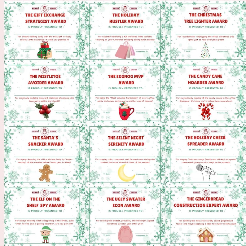 45 Funny Christmas Employee Award Certificates: Editable Canva Template ...