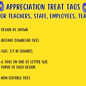 Appreciation Treat Tags Bundle: Teacher, Employee Thank You (digital ...