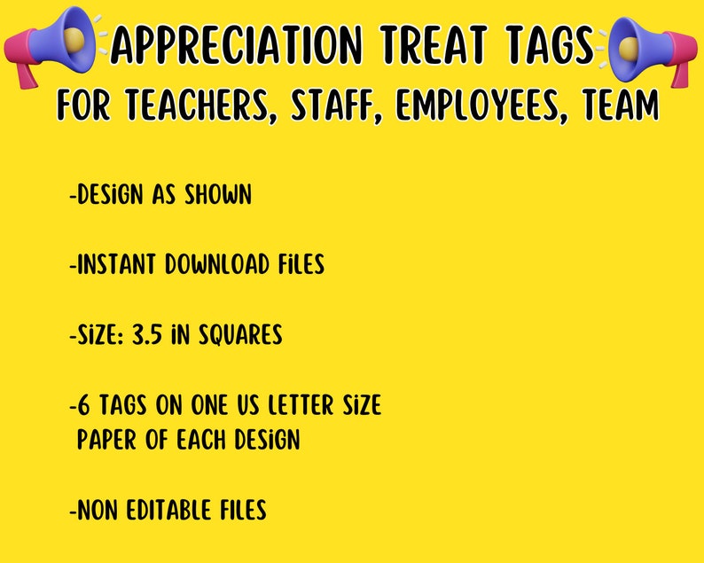 Appreciation Tags Bundle, Thank You Tags, Employee Appreciation Staff ...