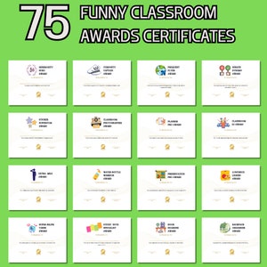 Funny Classroom Awards Certificates Editable in Canva, End of School ...
