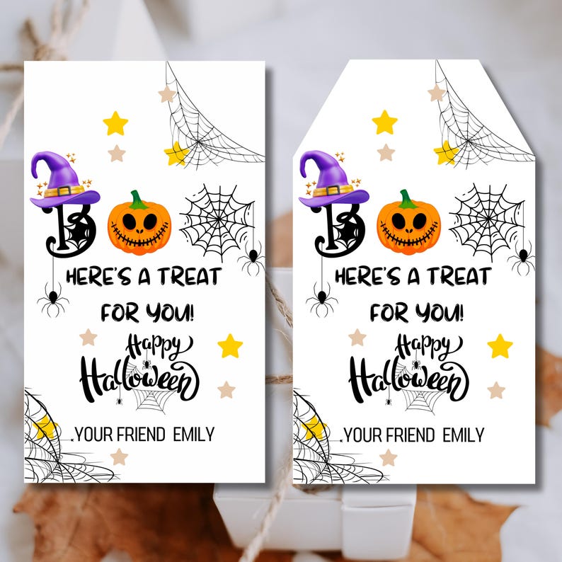 Editable Halloween Favor Tags Boo Gift Tag Costume Party Trick or Treat ...