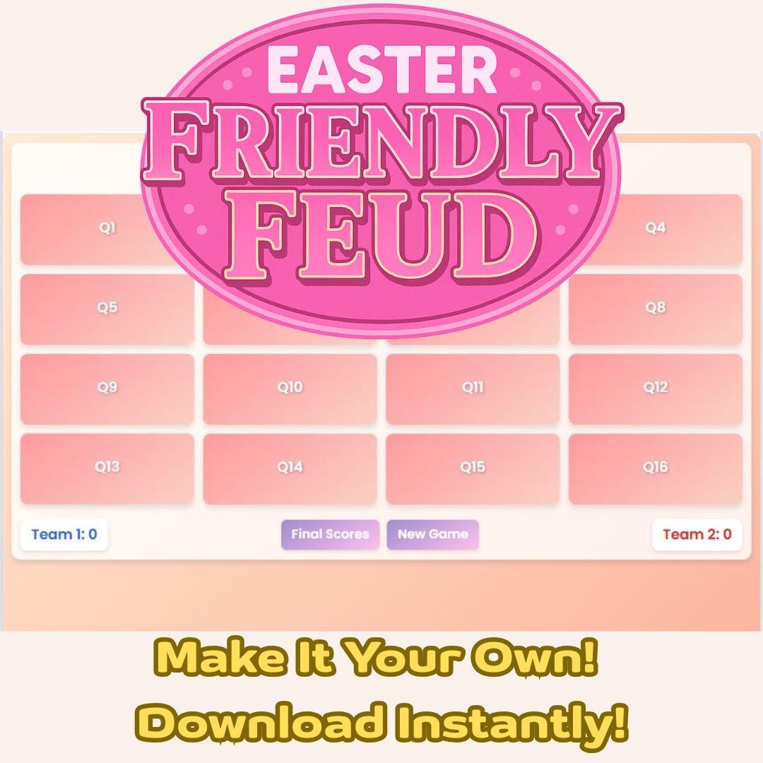 Easter Friendly Feud Game: Editable Canva Template (instant Download ...