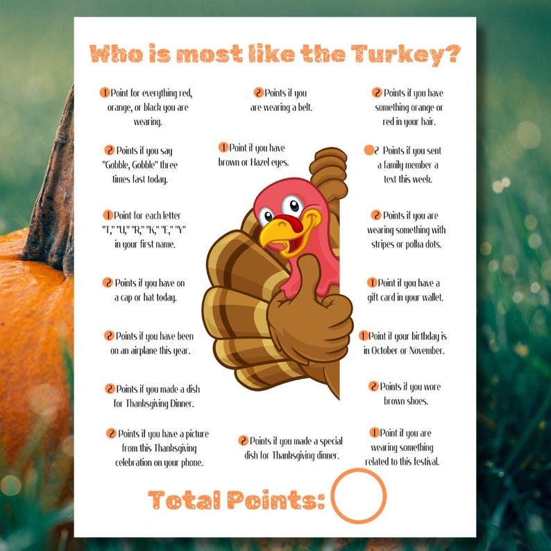 Printable Thanksgiving Game,family Thanksgiving Game, Dinner Table Game ...