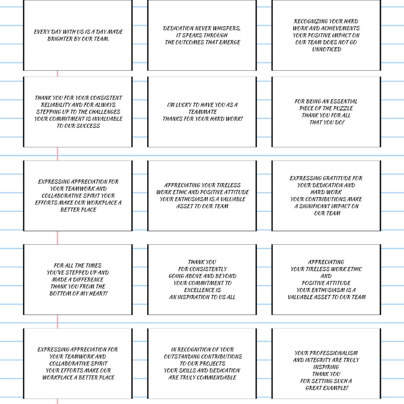 Employee Appreciation Cards: Printable Thank You Notes (digital ...