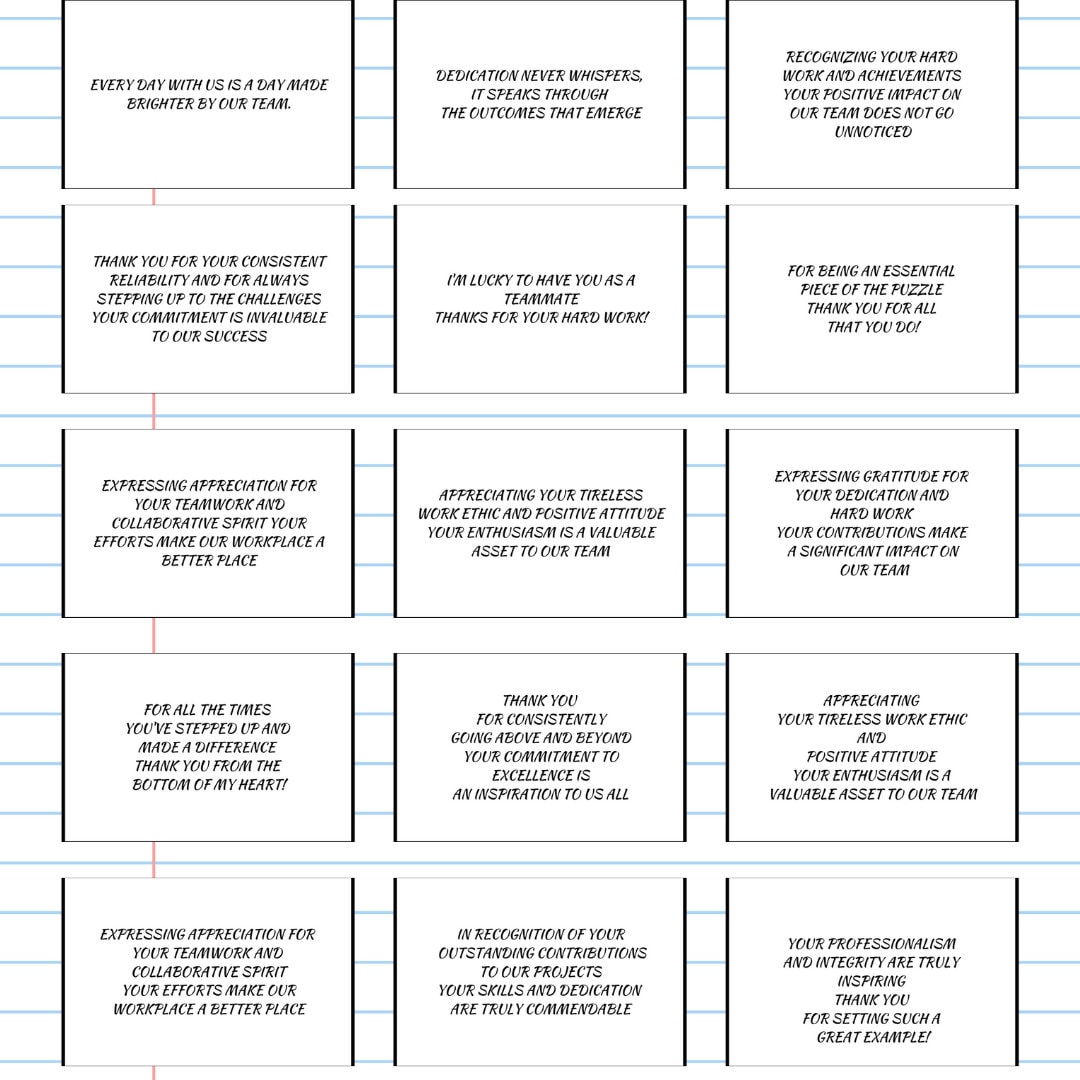 Employee Appreciation Cards: Printable Thank You Notes (digital ...