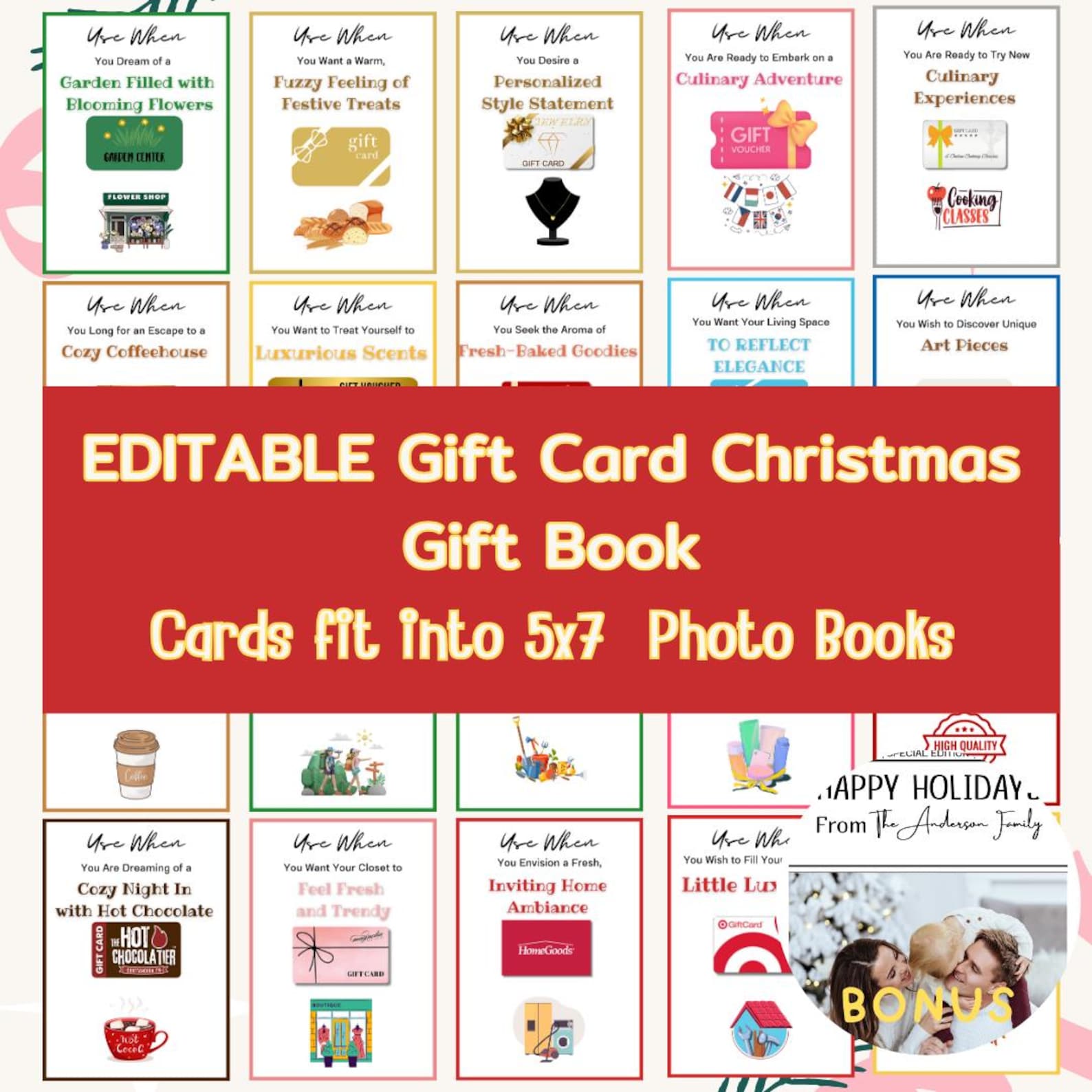 Christmas Gift Card Book Editable Use When Christmas Gift Card Holder ...