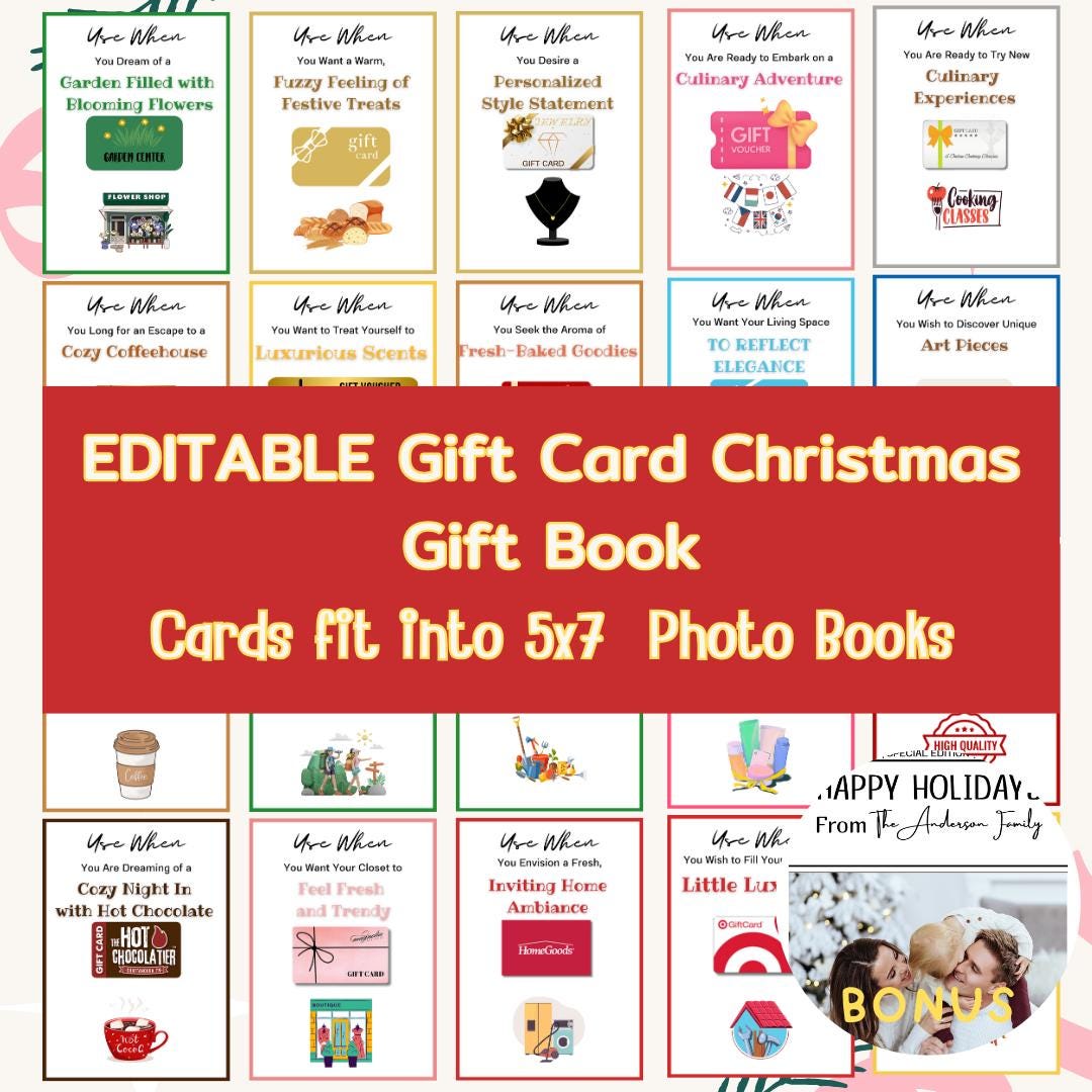 Christmas Gift Card Book Editable Use When Christmas Gift Card Holder ...