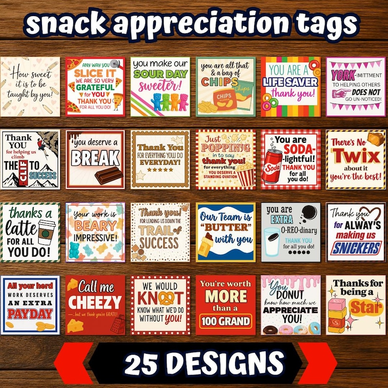 Staff Appreciation Gift Tags: Candy Treat Thank You (PDF Download) - Etsy
