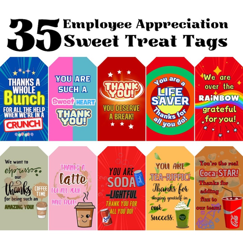 35 Employee Appreciation Sweet Treat Gift Tags (digital Download) - Etsy