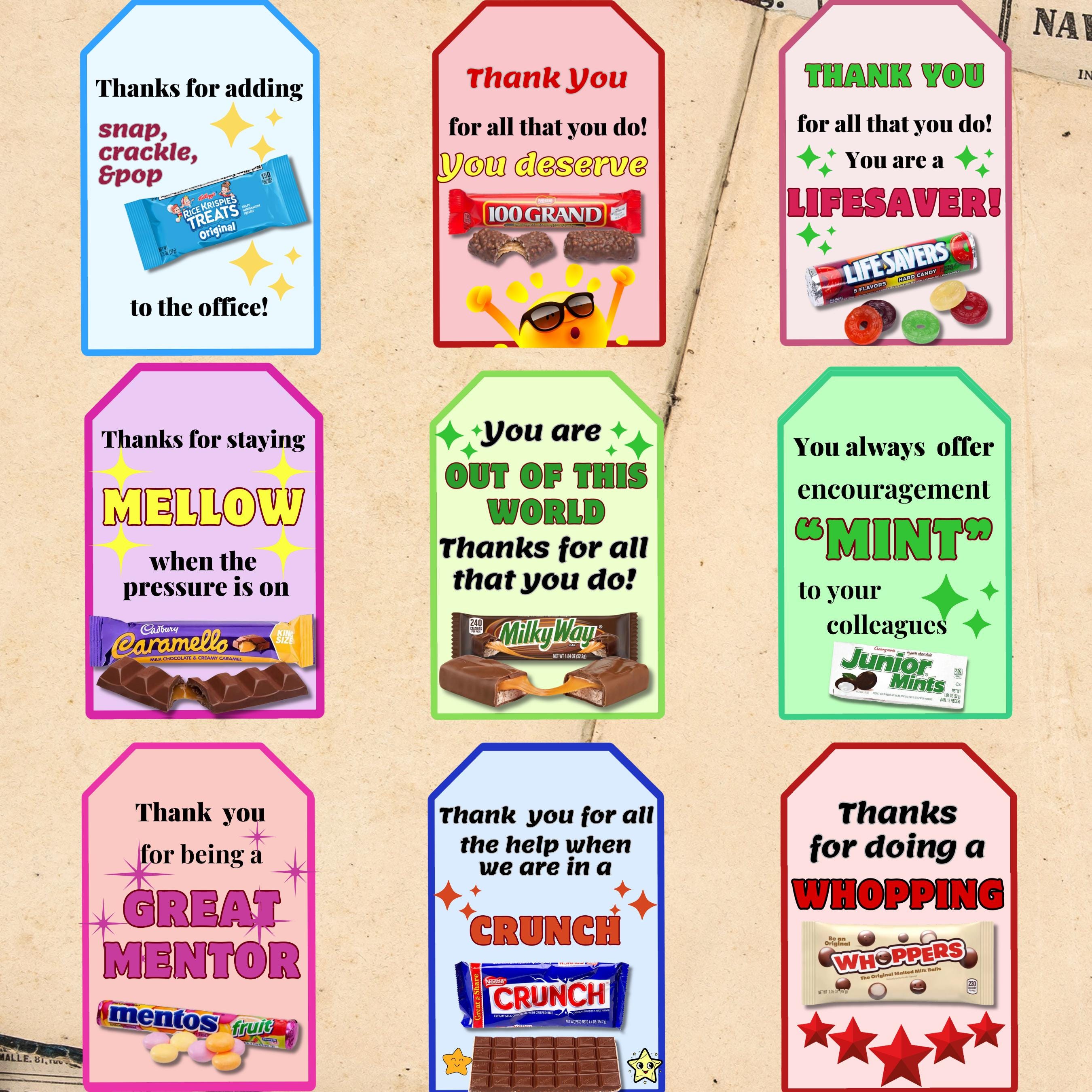 Employee Appreciation Candy Bar Gift Tags (digital Download) - Etsy