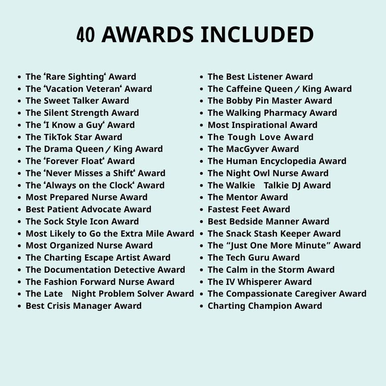 Funny Nurse Appreciation Awards: 40 Printable Certificates (editable ...