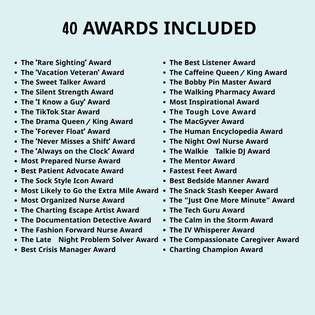 Nurse Superlatives, Nurses Awards Funny, Funny Nursing Awards, Nurse ...