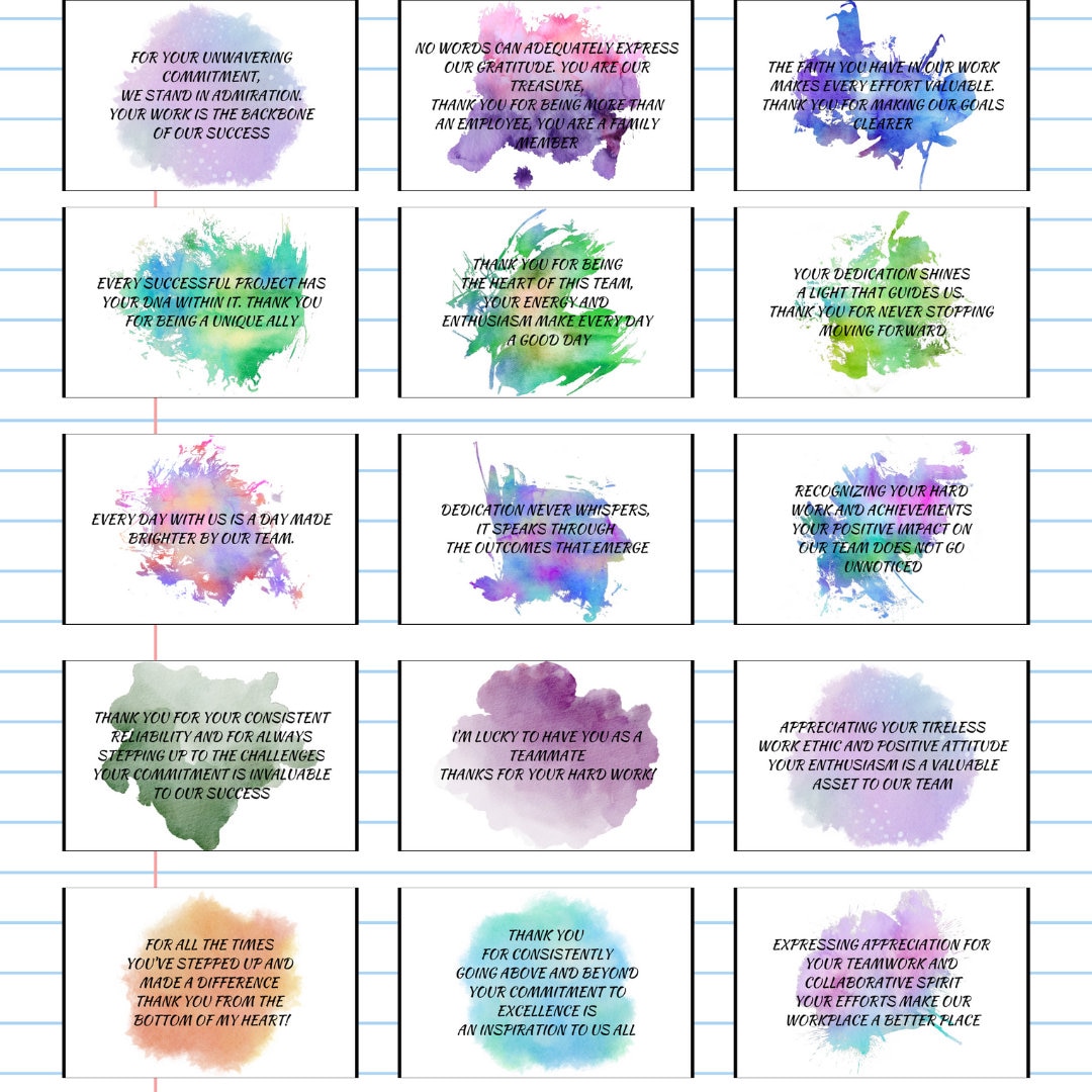 Employee Appreciation Cards: Printable Thank You Notes (digital ...