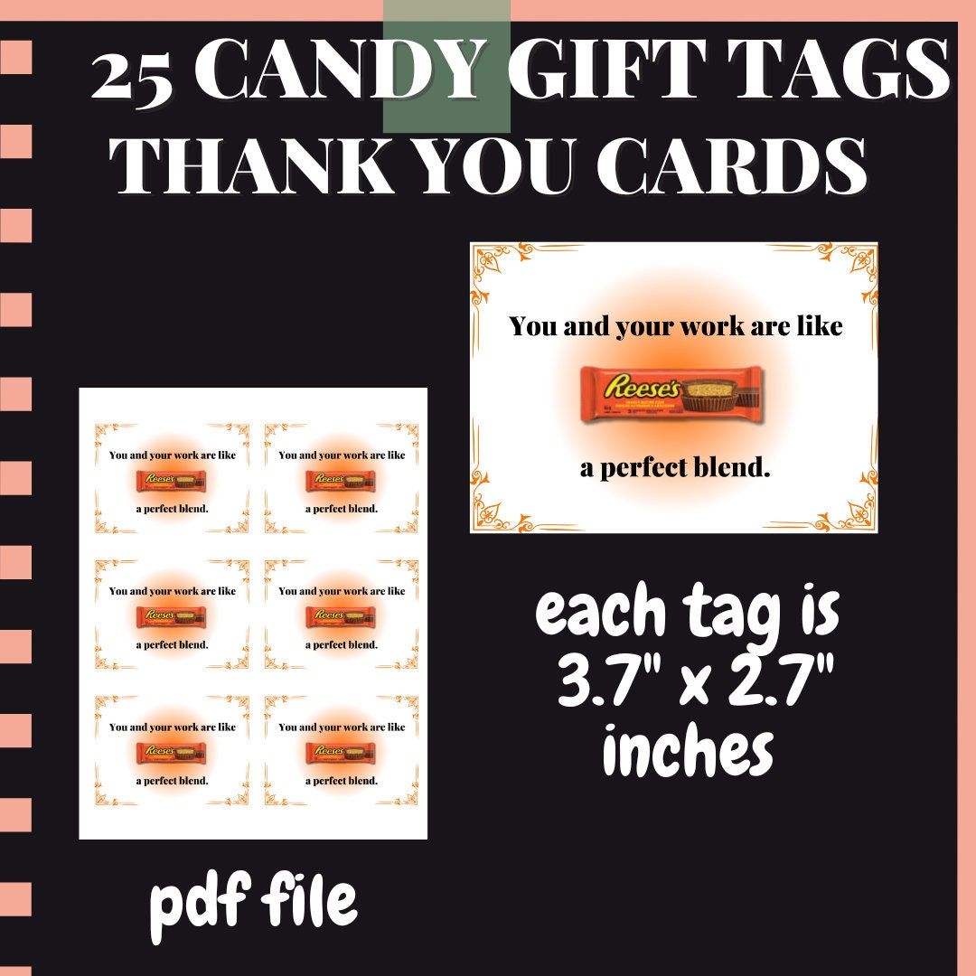 Employee Candy Bar Gift Tags Thank You Notes for Employee Appreciation ...