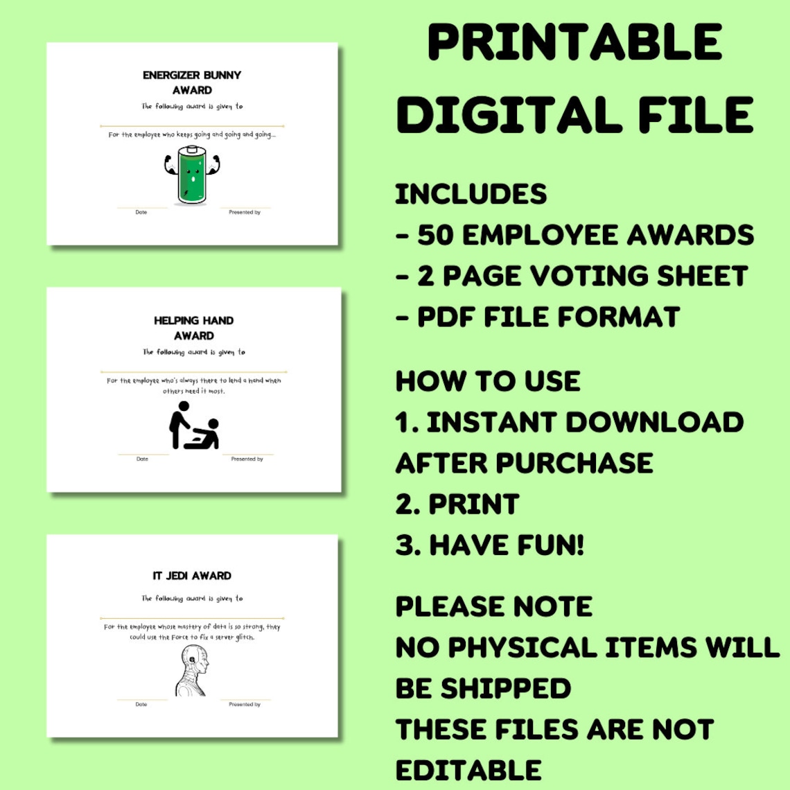 Funny Employee Appreciation Awards: 50 Printable Certificates (editable ...