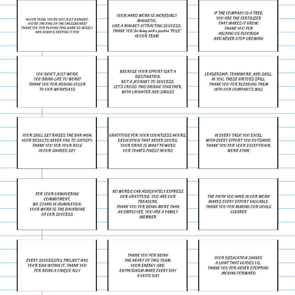 Employee Appreciation Cards: Printable Thank You Notes (digital ...