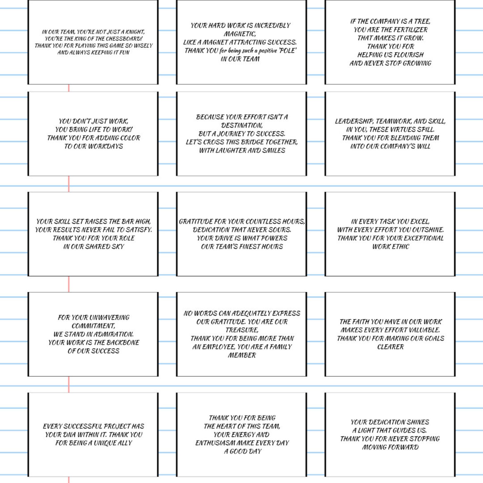 Employee Appreciation Cards: Printable Thank You Notes (digital ...